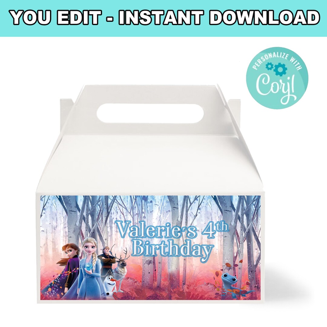 Frozen 2 Gable Box Label | Self-editing | Instant Download - Etsy