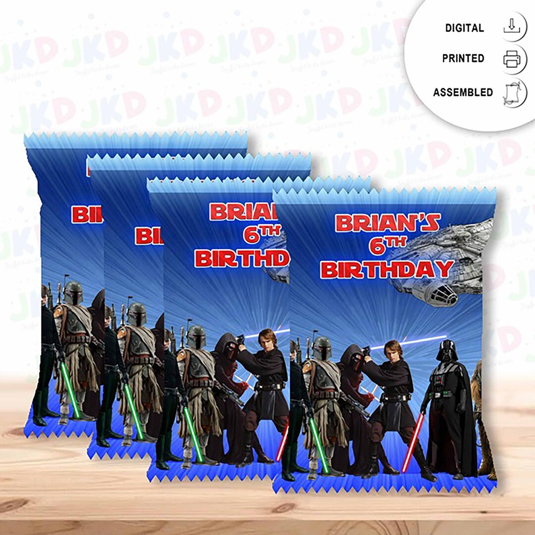 Star Wars Chip Bags Label for Kids Birthday Party Favor Decor, Stickers ...