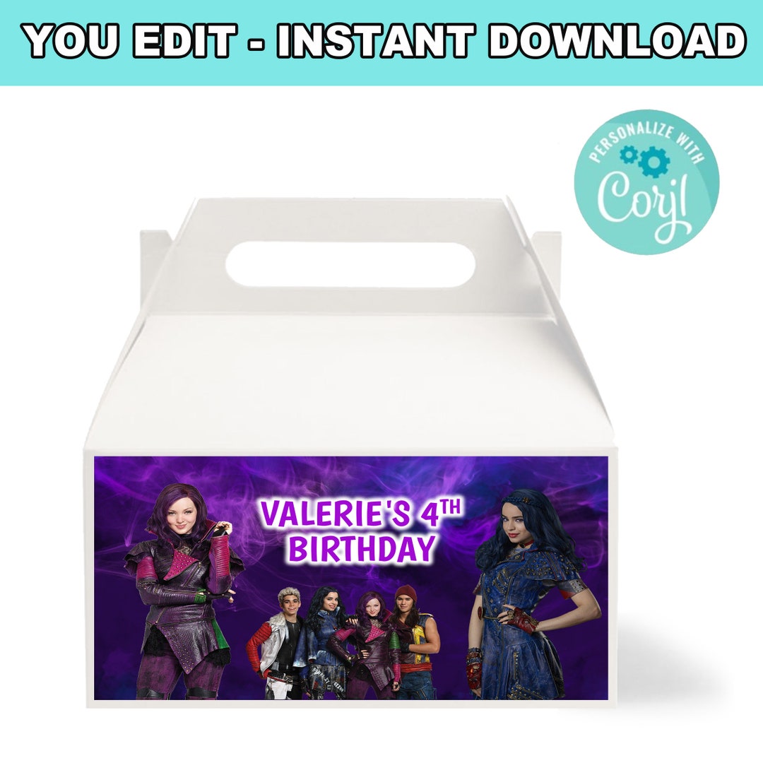 Descendants Gable Box Label | Self-editing | Instant Download - Etsy