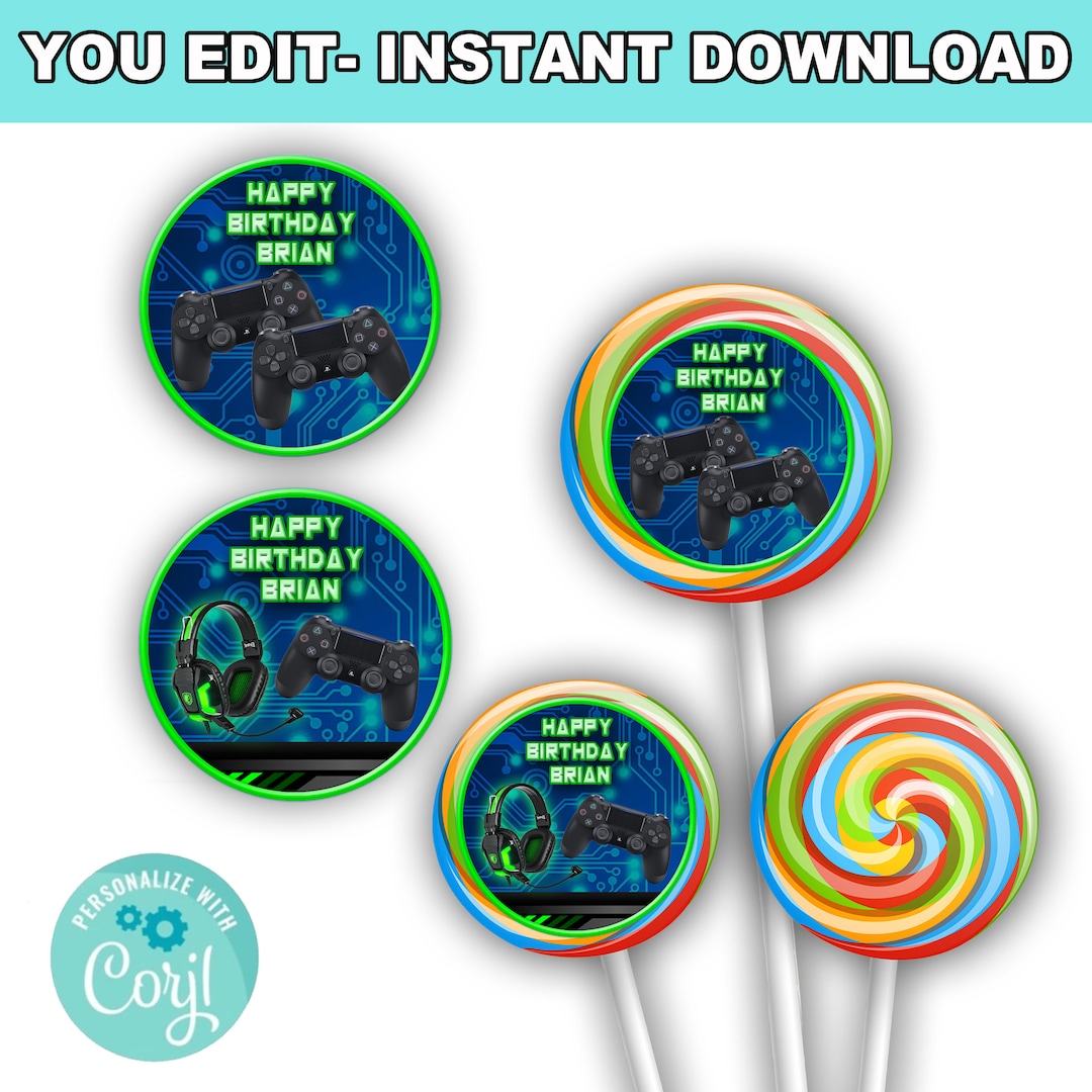 Videogame Round Stickers | Instant Download | Editable With Corjl ...