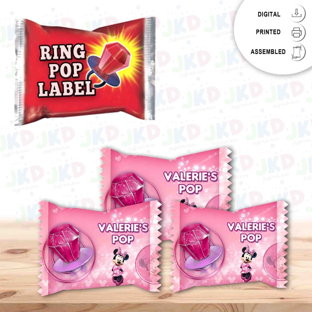 Minnie Mouse Ring Pop Label Sticker for Birthday Party Candy Favor ...