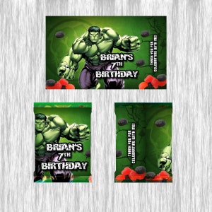 The Incredible Hulk Fruit Snack Label Sticker for Kids Birthday Party ...