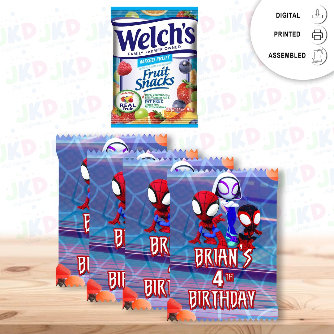 Spidey Fruit Snack Label Sticker for Kids Birthday Party Favor Decor ...