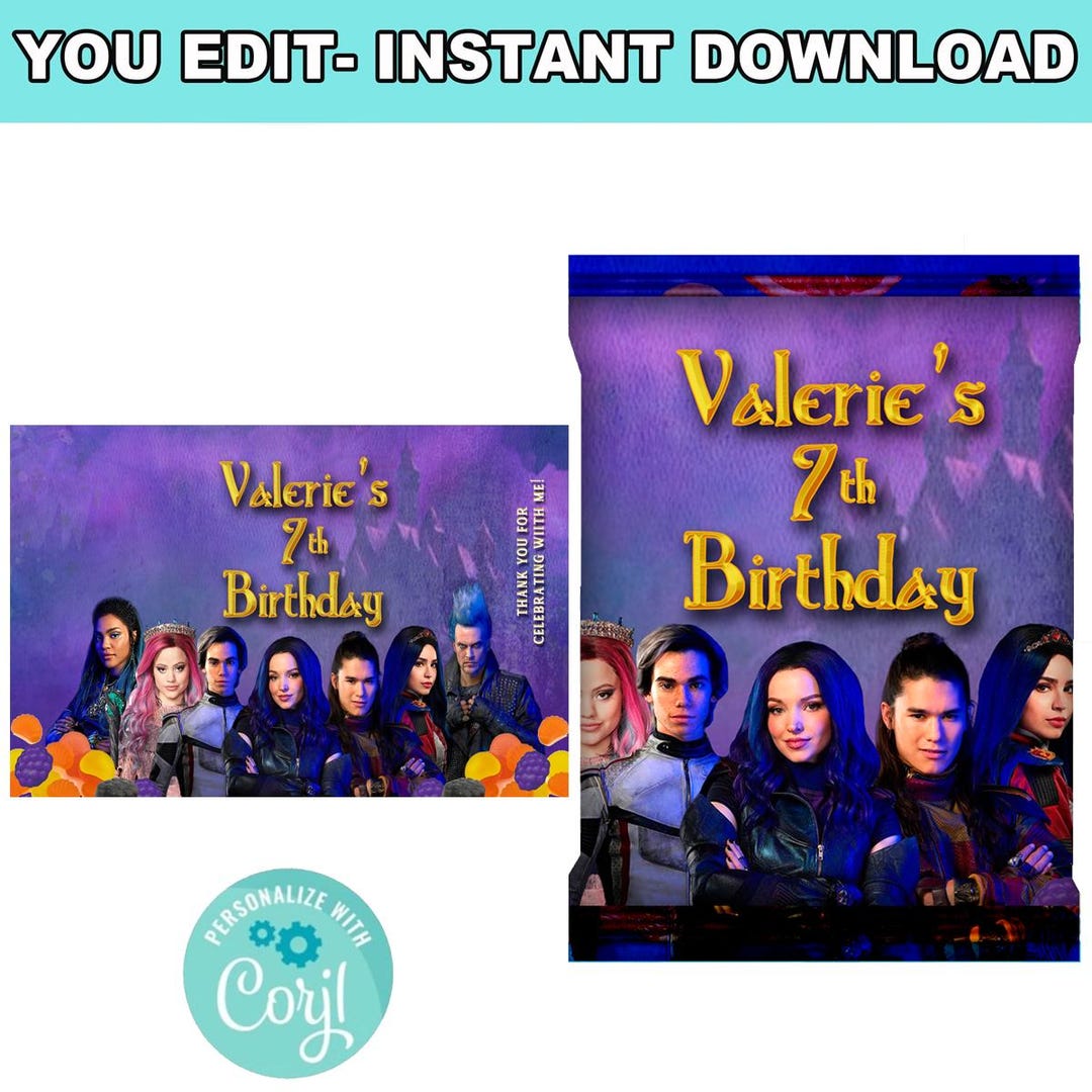 Descendants Fruit Snack Wrapper Labels Instant Download Self-editable ...