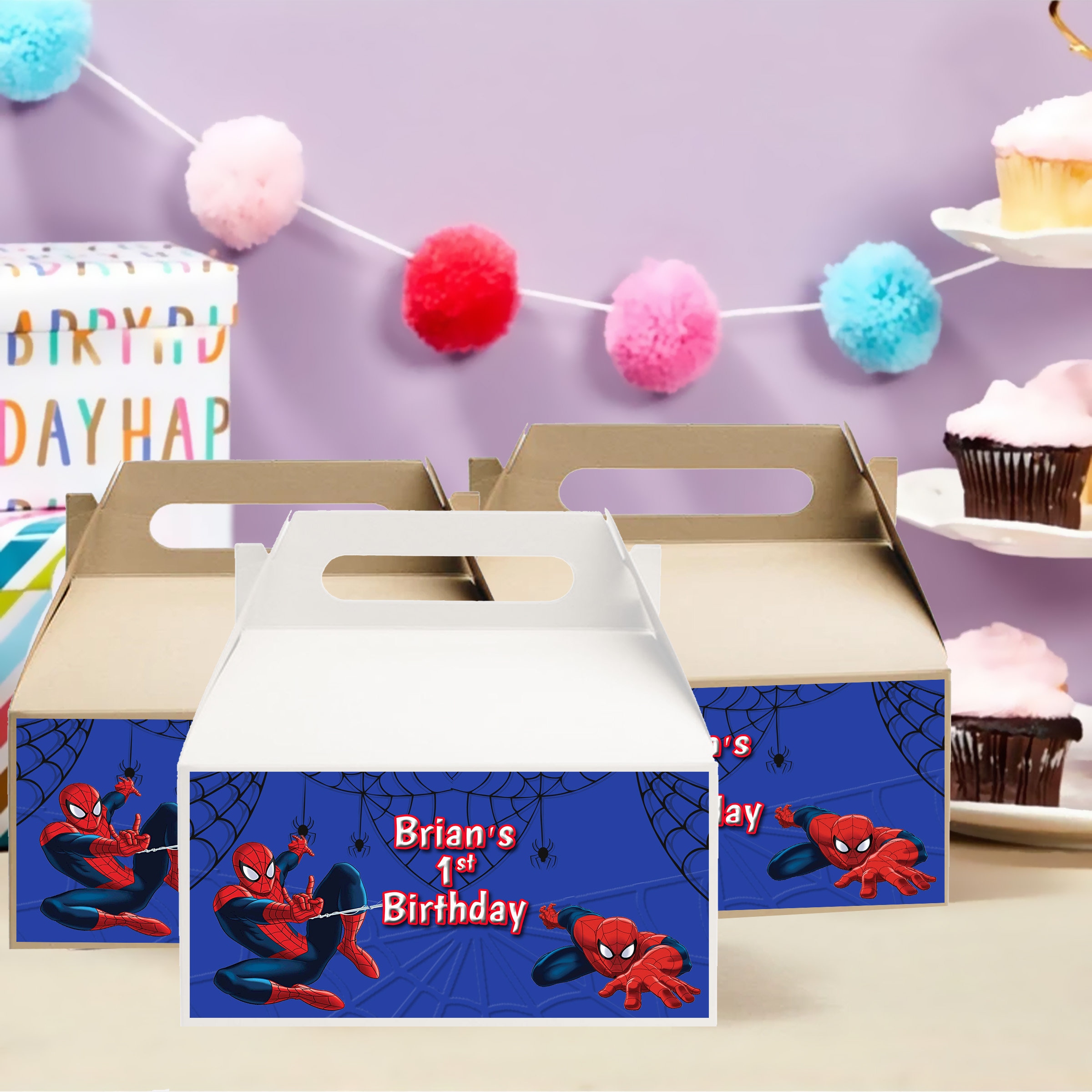 Spiderman Gable Box Label Self-editing Instant Download - Etsy