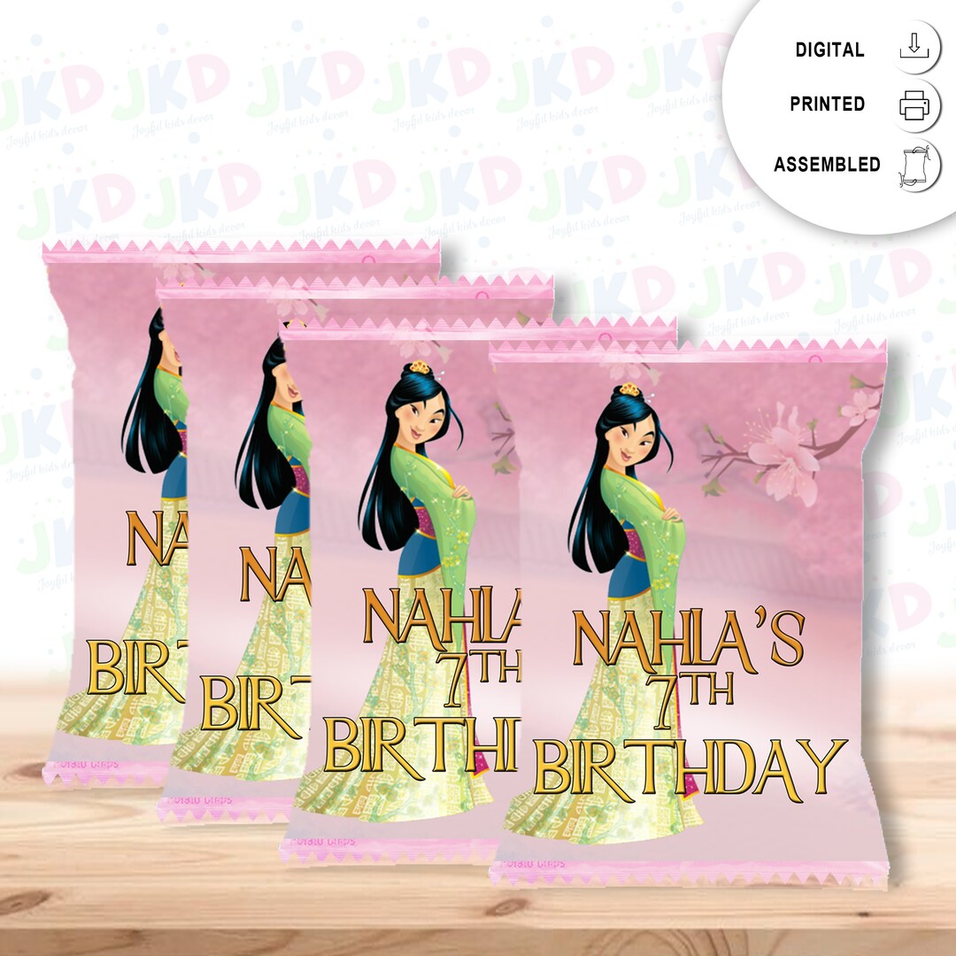 Mulan Chip Bags Label for Kids Birthday Party Favor Decor, Stickers or ...