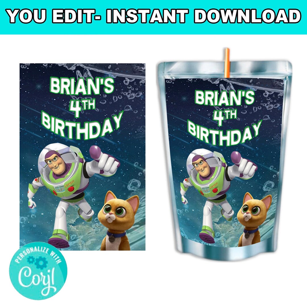 Buzz Lightyear Digital Juice Pouch Labels Instant Download Self ...