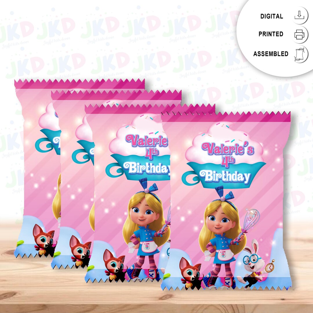 Alice Bakery Chip Bags Label for Kids Birthday Party Favor Decor ...