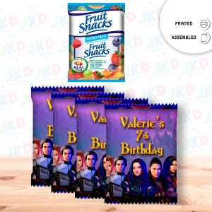Descendants Fruit Snack Label Sticker for Kids Birthday Party Favor ...