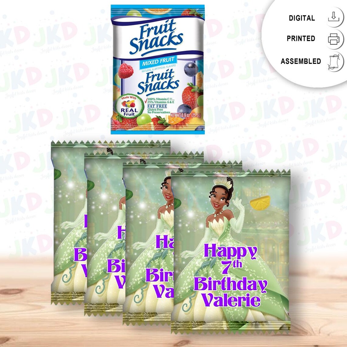 Tiana Fruit Snack Label Sticker for Kids Birthday Party Favor Decor ...