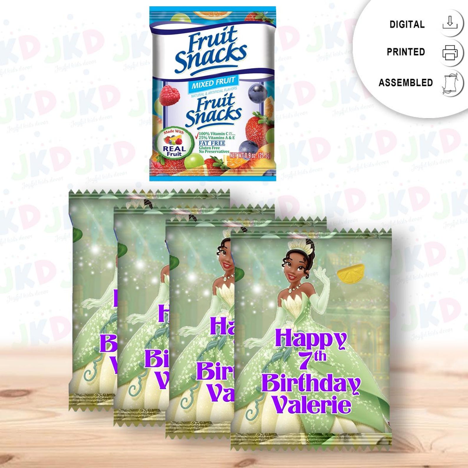 Tiana Fruit Snack Label Sticker for Kids Birthday Party Favor Decor ...
