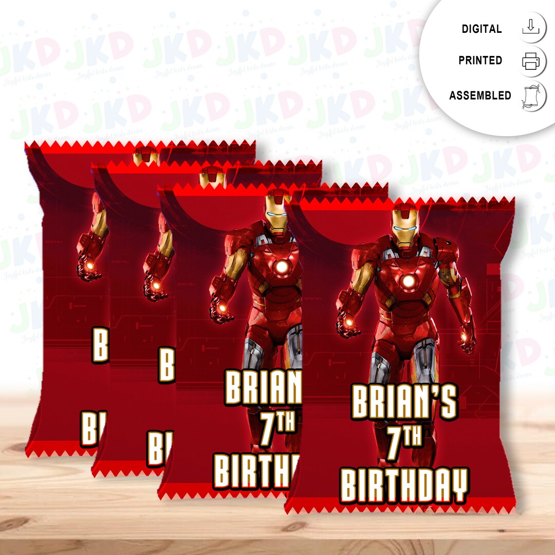 Iron Man Chip Bags Label for Kids Birthday Party Favor Decor, Stickers ...