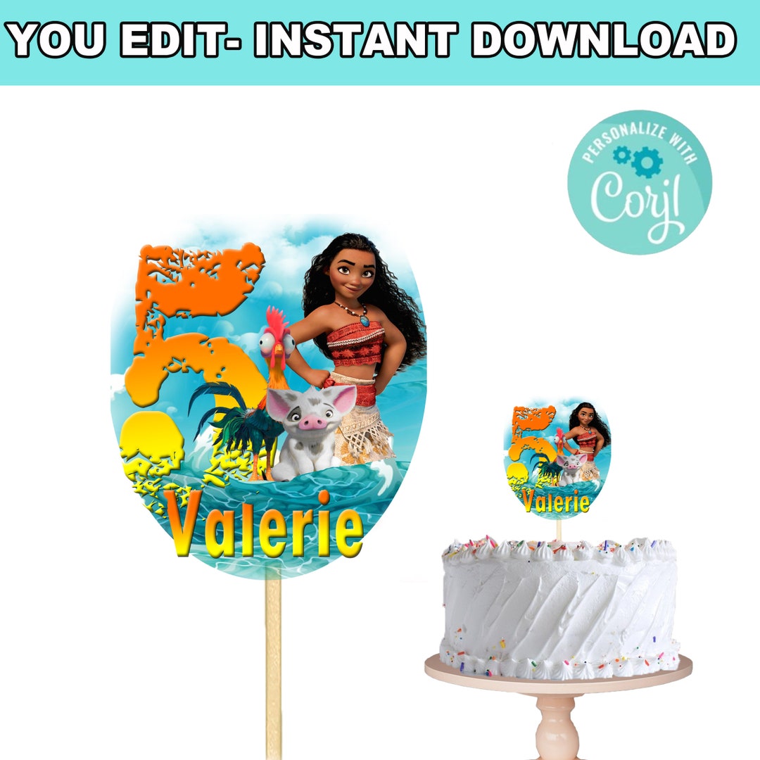 Moana Cake Topper | Self-editing | Instant Download - Etsy