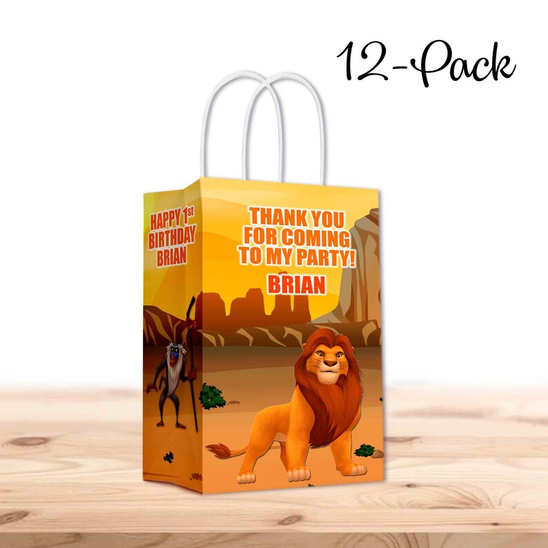 Lion King Bags With Handles for Kids Gift Favor Birthday Party - 12pack ...