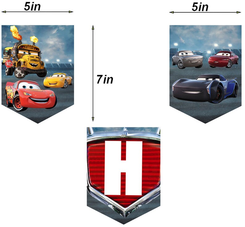 Cars Birthday Banner | Customizable With Corjl | DIY 5x7in Flags - Etsy