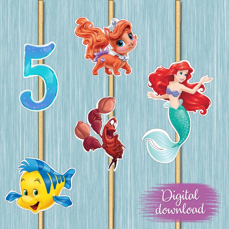 The Little Mermaid Cake Topper Images Party Decoration YOU - Etsy
