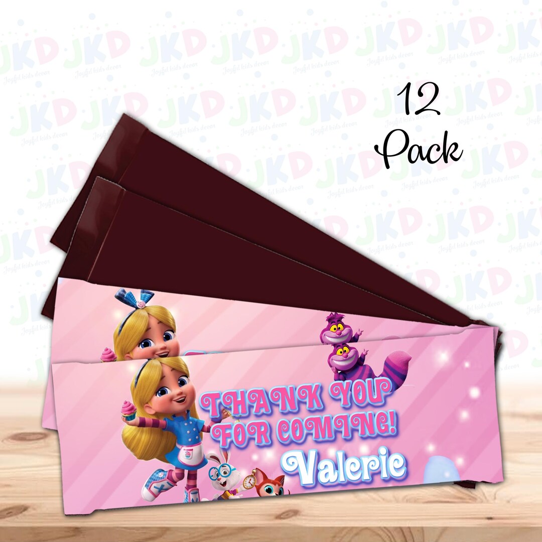 Alice Bakery Candy Bar Labels for Party Decor Chocolate Birthday Favor ...