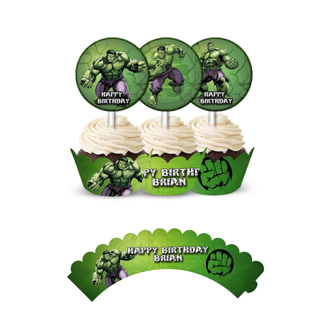 Hulk Cupcake Wrapper and Topper for Birthday Party Decor - 12pack - Etsy