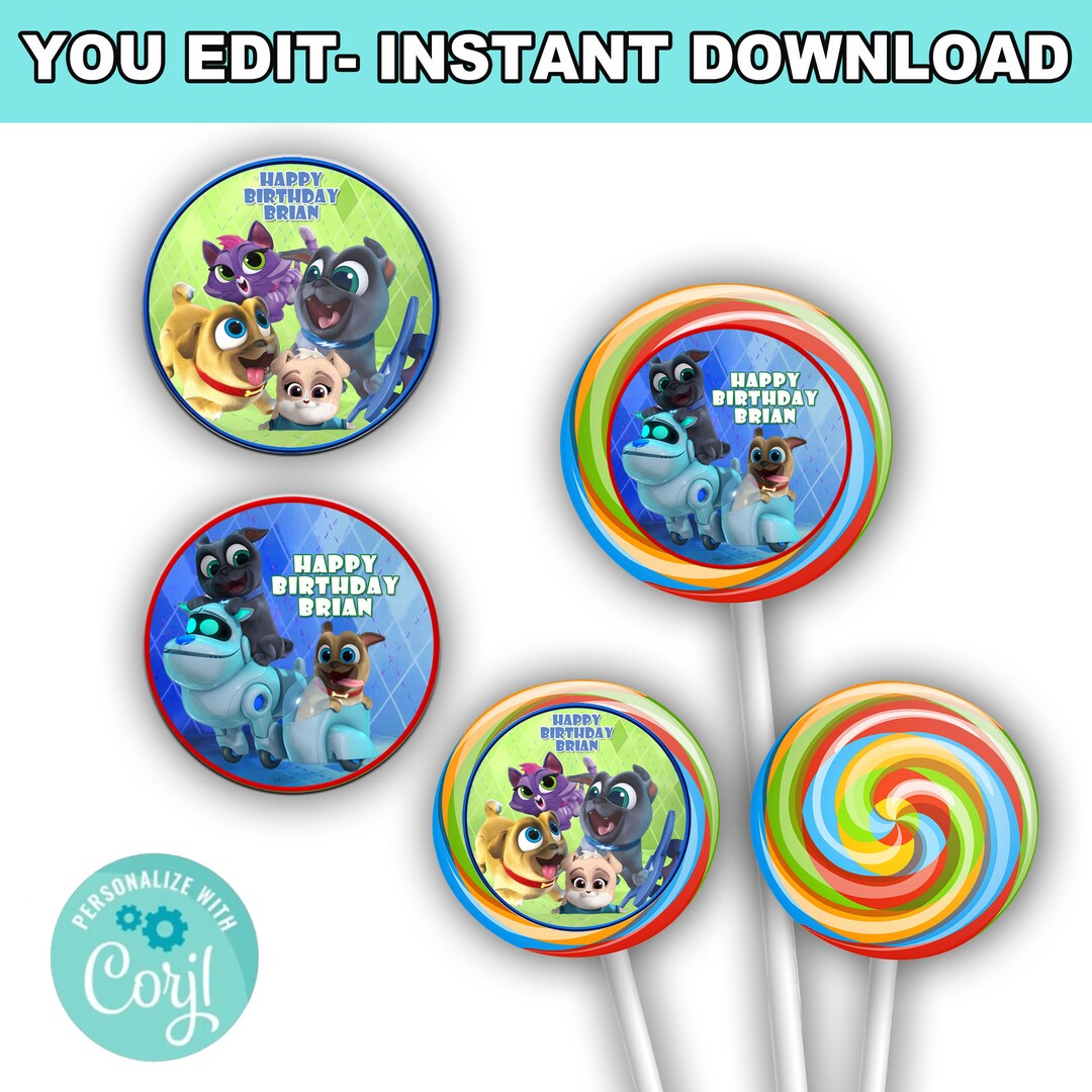 Puppy Dog Pals Round Stickers | Instant Download | Editable With Corjl ...