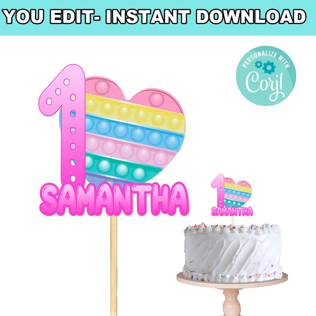 Pop It Cake Topper | Self-editing | Instant Download - Etsy