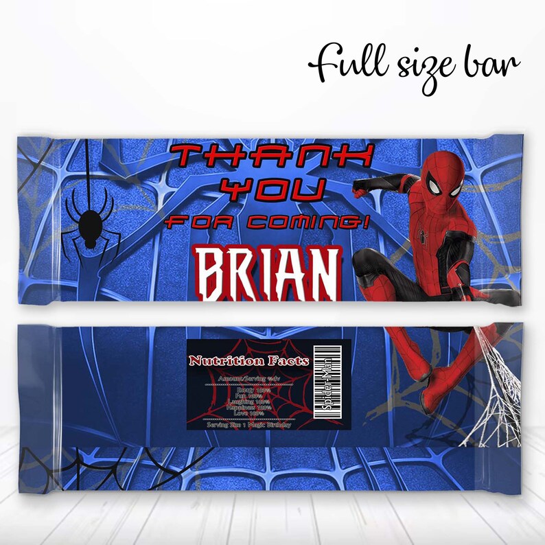 Spiderman Candy Bar Labels for Party Decor Chocolate Birthday Favor ...