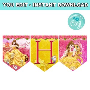 Beauty and the Beast Birthday Banner | Customizable With Corjl | DIY ...