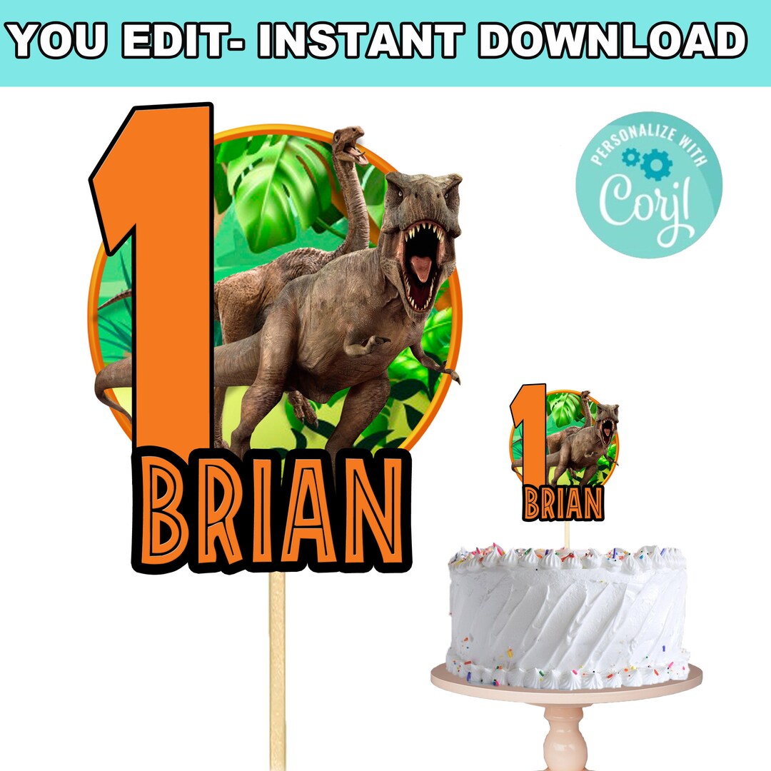 Dinosaurs Cake Topper | Self-editing | Instant Download - Etsy
