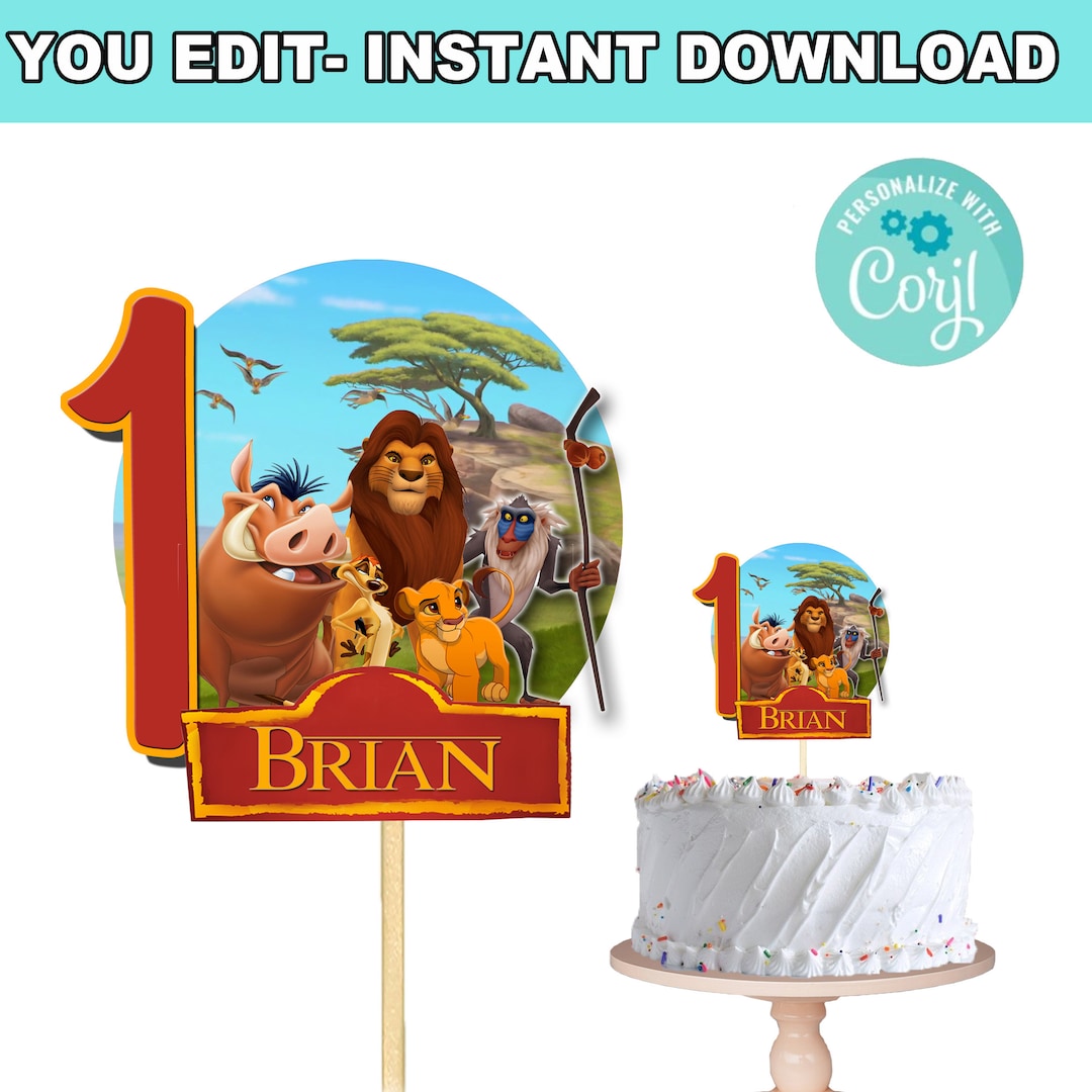 Lion King Cake Topper | Self-editing | Instant Download - Etsy