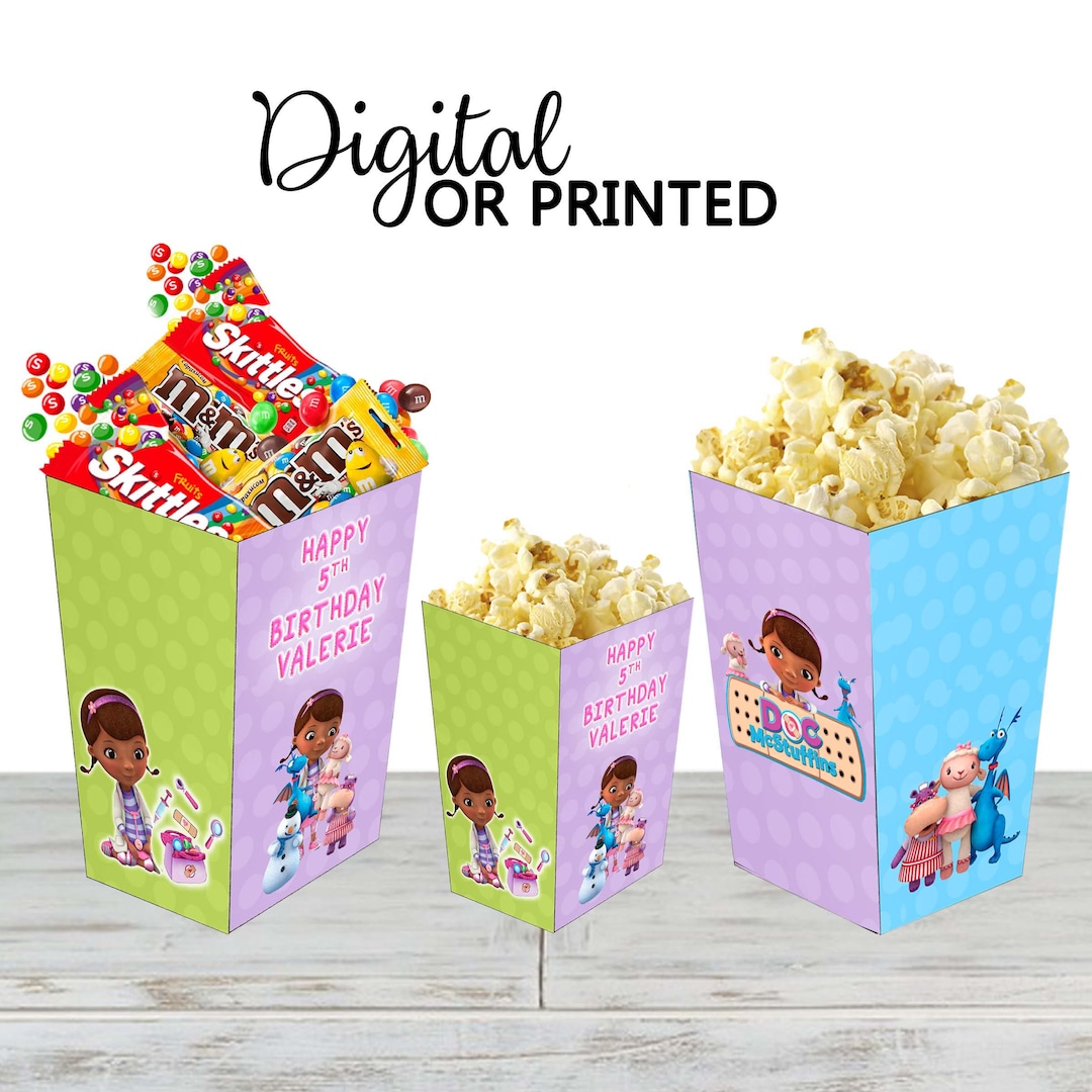Doc Mcstuffins Popcorn Box for Birthday Party Candy Snack Favor ...