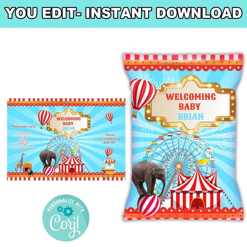Digital Chip Bag Labels Instant Download Corjl Self-editable Custom ...