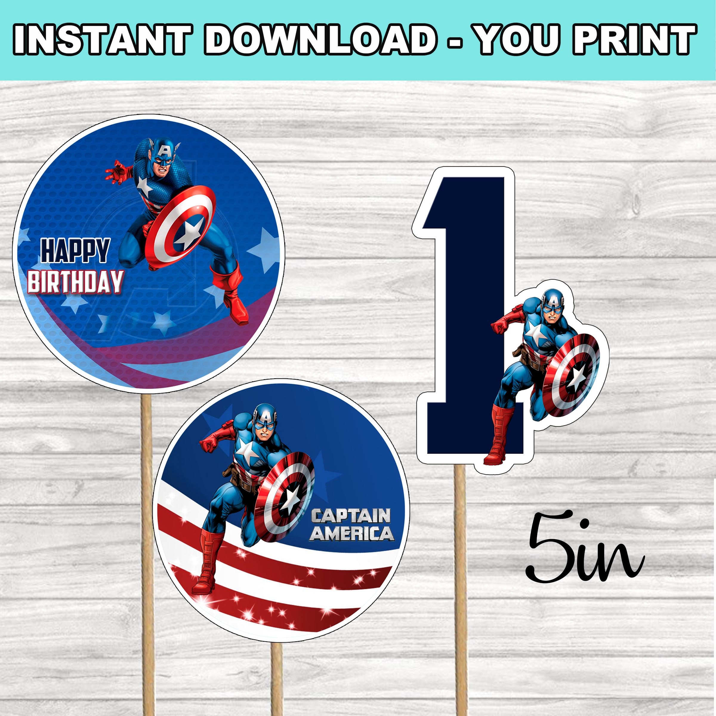 Captain America Centerpieces Instant Download YOU PRINT - Etsy