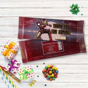 Iron Man Candy Bar Labels for Party Decor Chocolate Birthday Favor | 12 ...