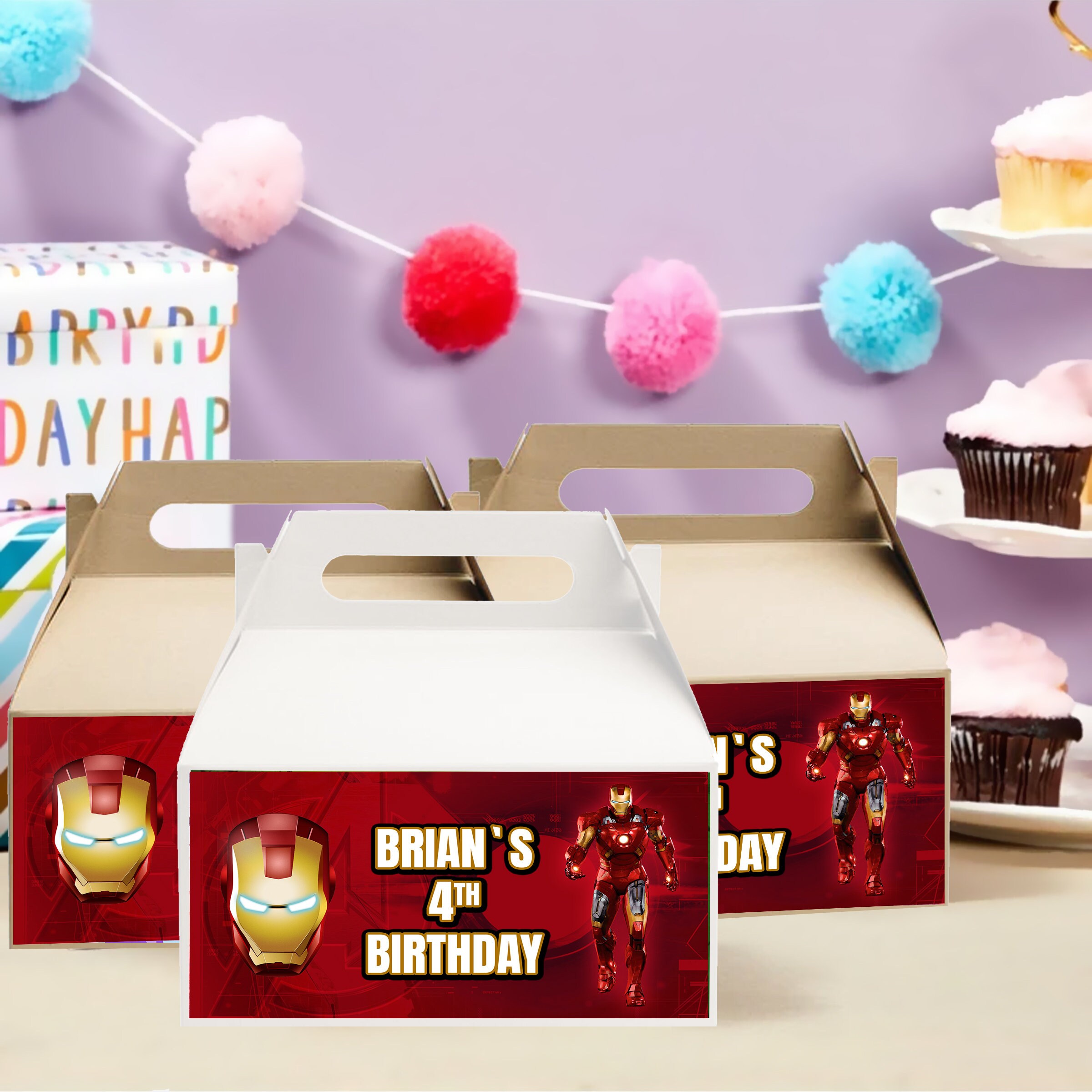 Iron Man Gable Box Label | Self-editing | Instant Download - Etsy