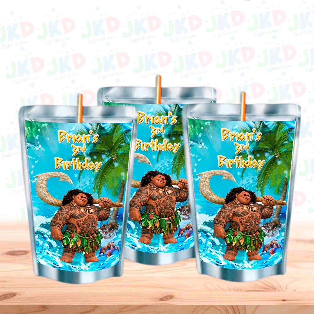 Maui Juice Pouch Label Sticker for Kids Birthday Party Favor Decor - Etsy
