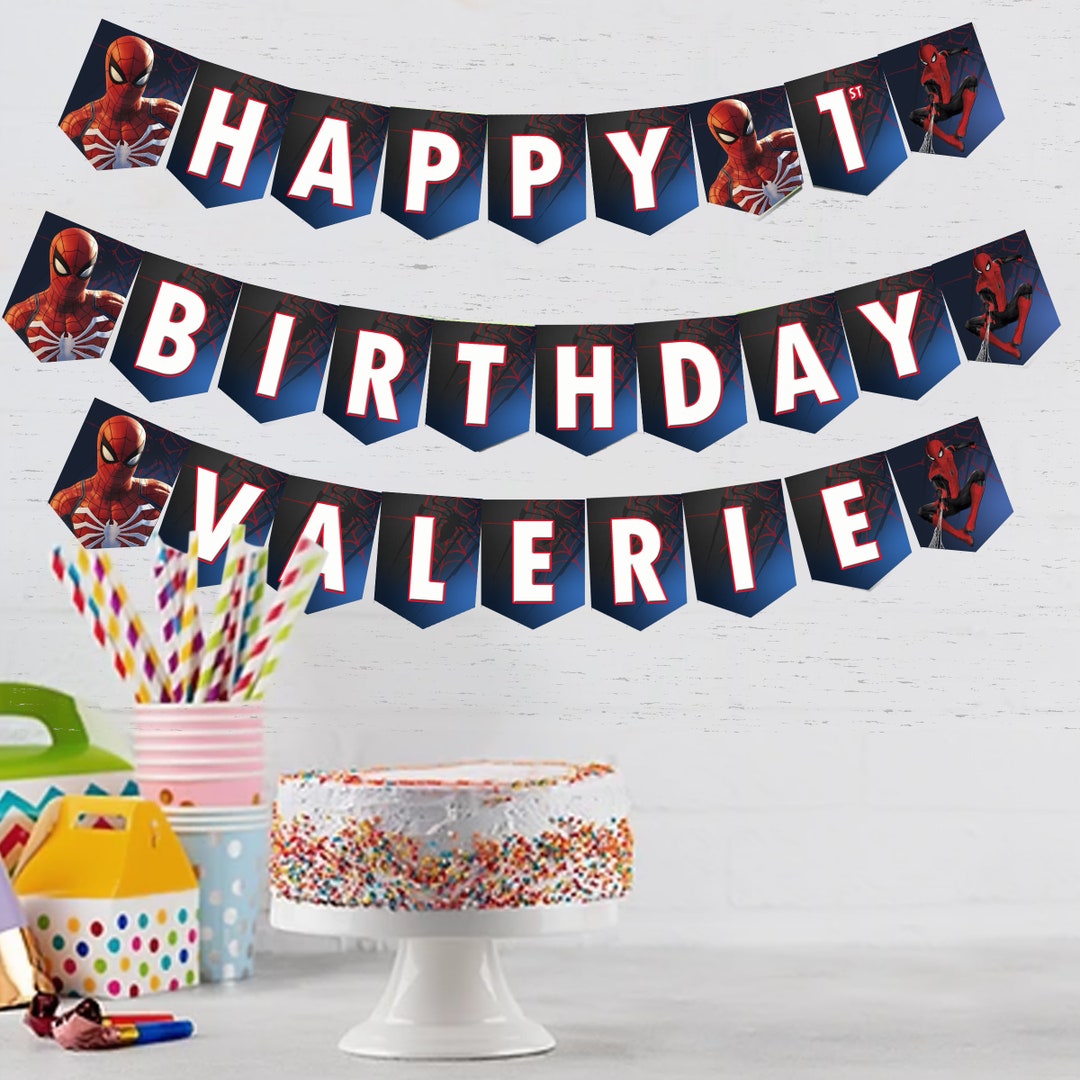 Spiderman Birthday Banner for Wall Party Decor Customized With Ribbon ...