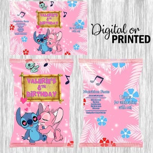 Stitch Chip Bags Label for Kids Birthday Party Favor Decor- Digital ...