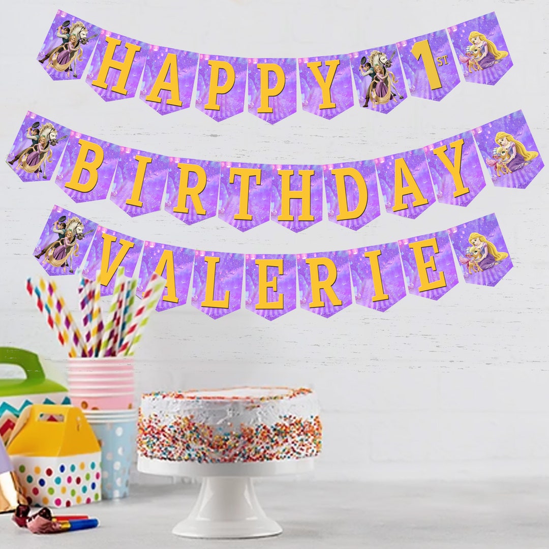 Tangled Birthday Banner for Wall Party Decor Customized With Ribbon ...