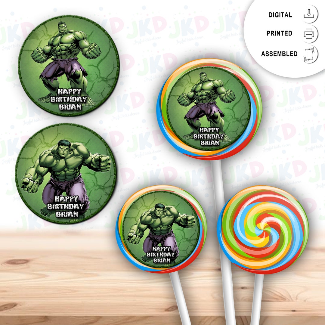 Hulk Stickers for Birthday Party Decor Lollipops Candy Favors| 12 Pack ...