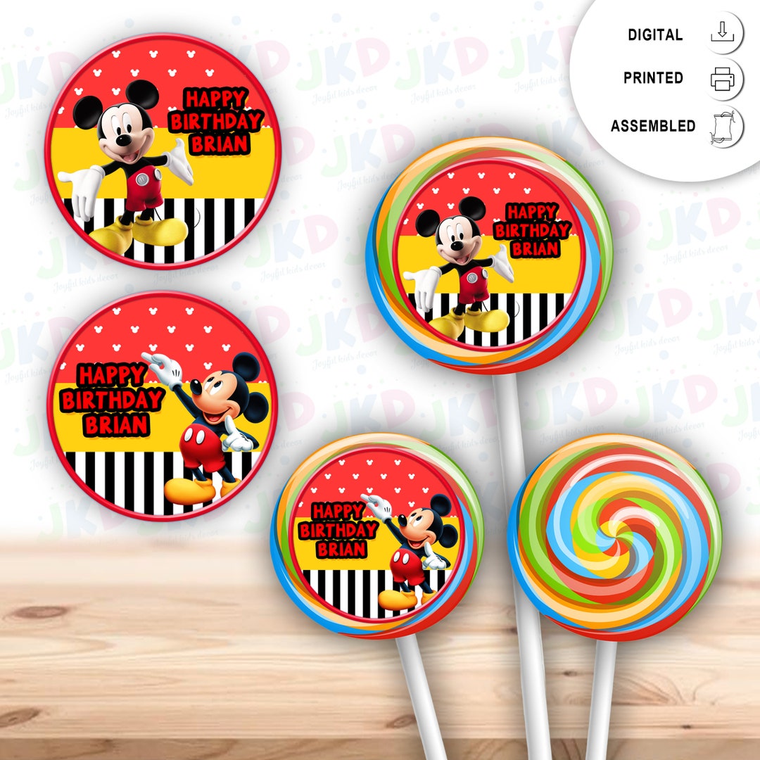 Mickey Mouse Stickers for Birthday Party Decor Lollipops Candy Favors ...