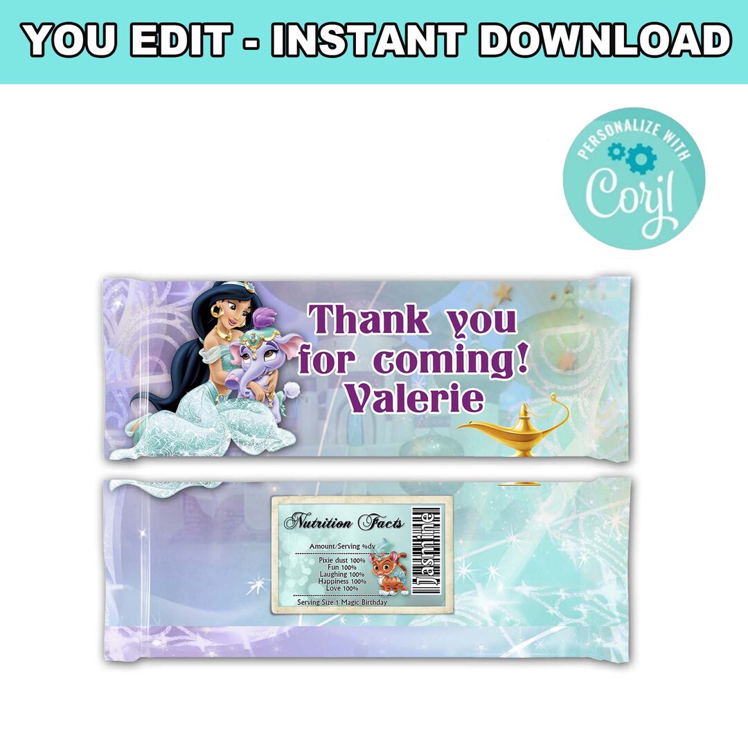 Jasmine Candy Bar Labels | Self-editing | Instant Download - Etsy