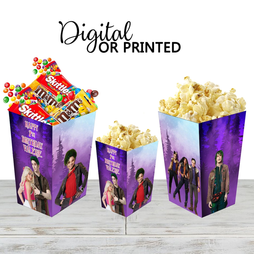 Zombies Popcorn Box for Birthday Party Candy Snack Favor - Digital and ...