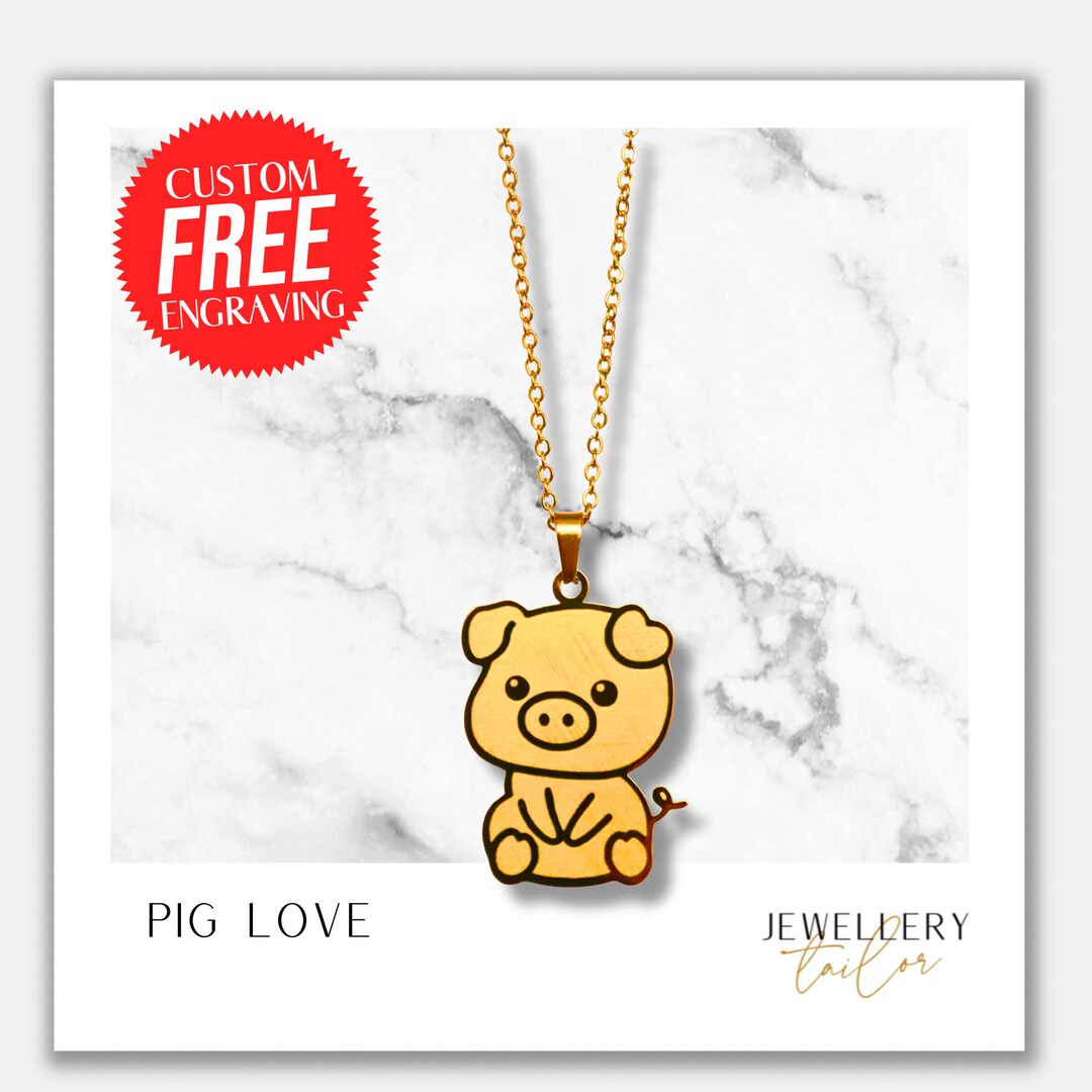 Cute Pig Necklace 'love Pigs' Quote Pendant Animal Lover Jewellery ...