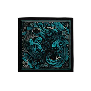 Teal Floral Paisley Bandana | Handkerchief | Scarf | Custom Designs ...