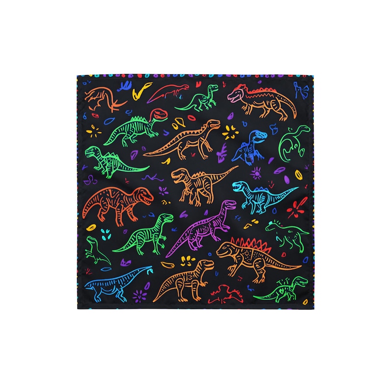 Neon Dinosaur Bandana, Tapestry, Handkerchief, Neck Scarf, House ...