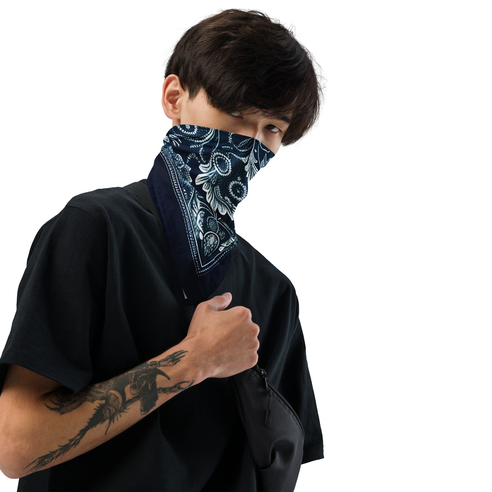Bandana Blue Floral, Neck Bandana Scarf, Pocket Square, Soft Bandanas ...