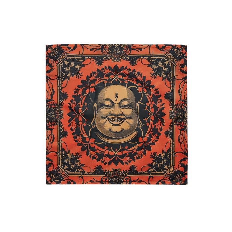 Happy Smiling Buddha Design Bandana, Tapestry, Handkerchief, Scarf ...