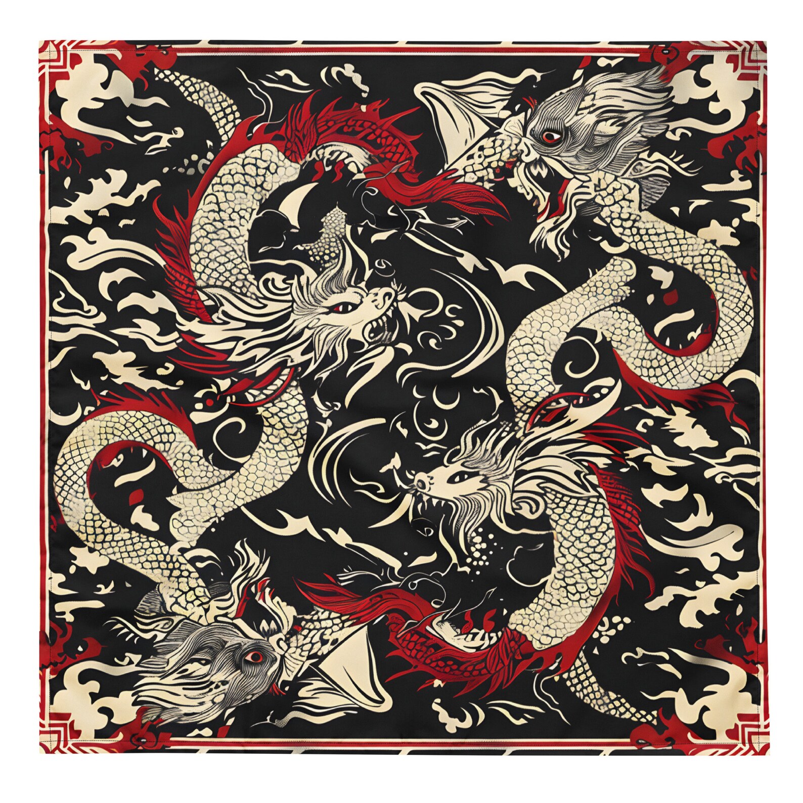 Eastern Dragon Bandana Design, Tapestry, Handkerchief, Scarf, Pocket ...