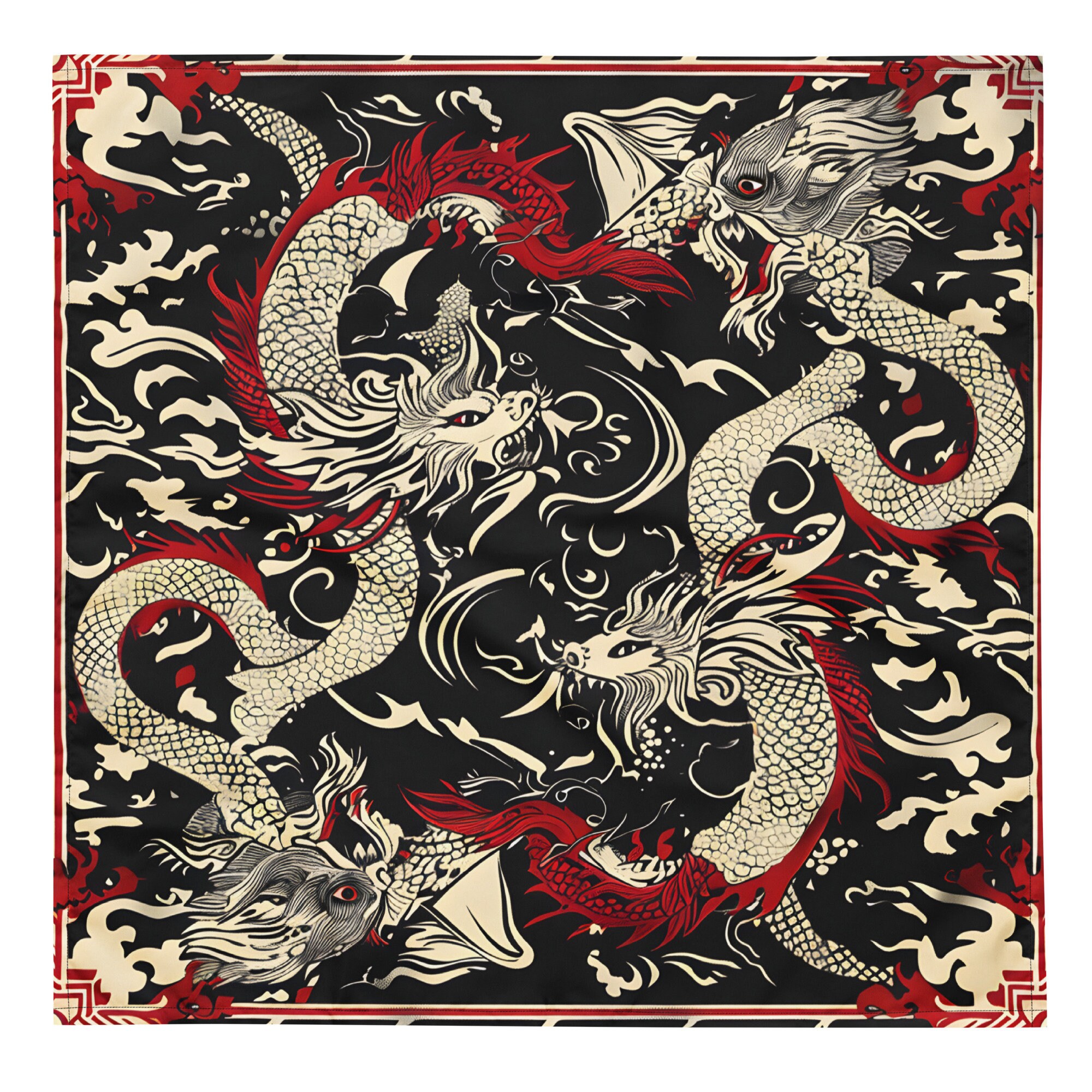 Eastern Dragon Bandana Design, Tapestry, Handkerchief, Scarf, Pocket ...