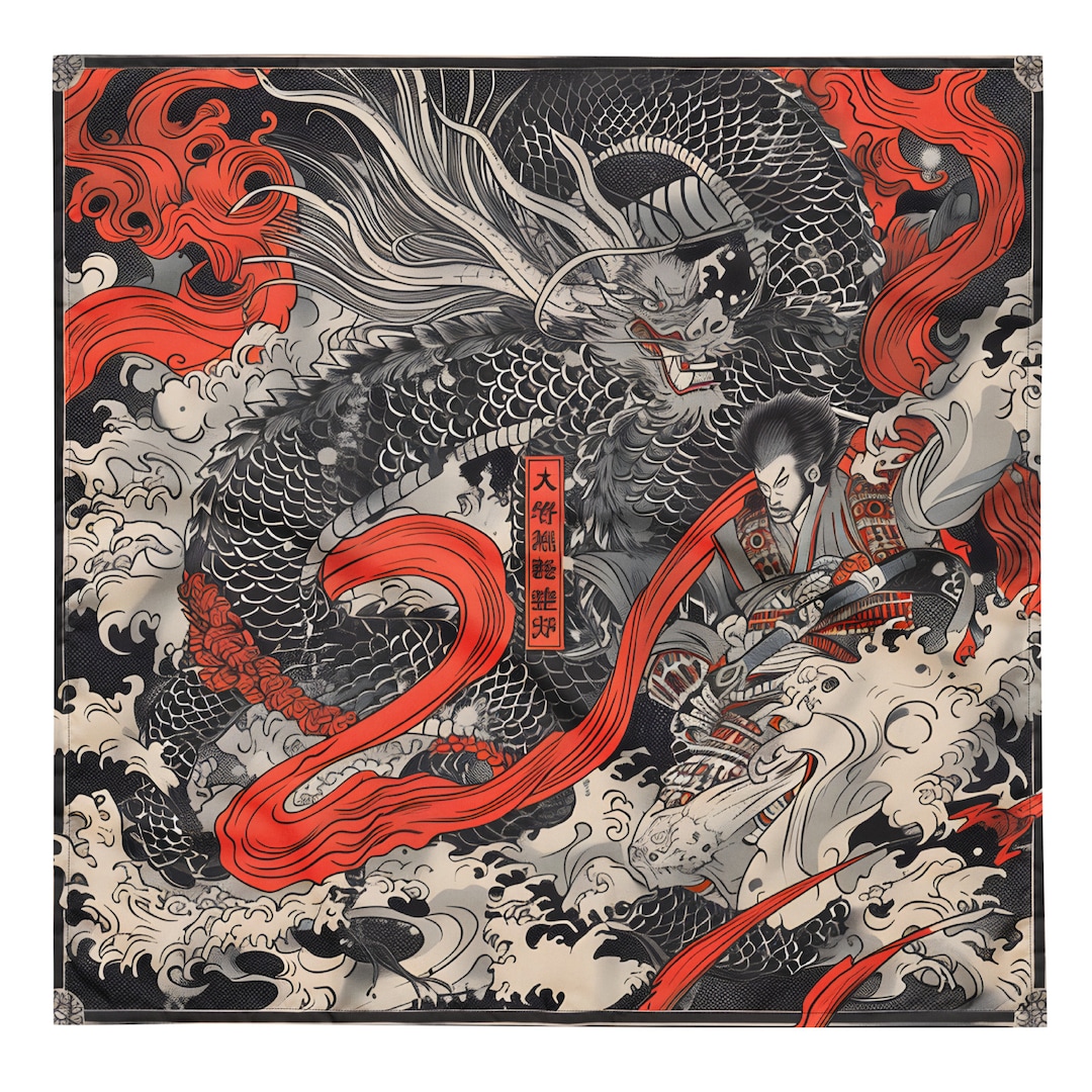 Susanoo Vs Yamata No Orochi Bandana Design, Tapestry, Handkerchief ...