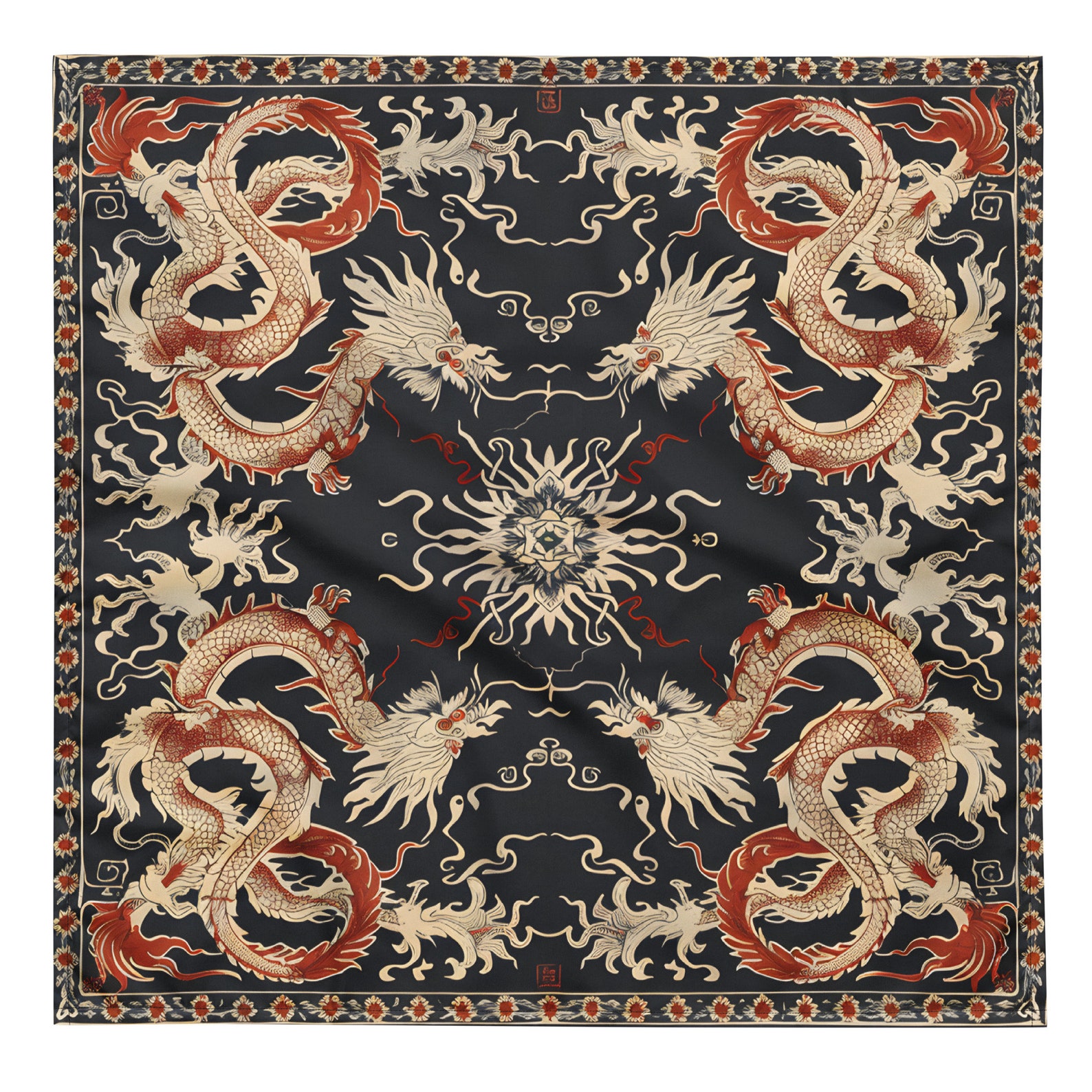 Eastern Dragon Bandana Design, Tapestry, Handkerchief, Scarf, Pocket ...